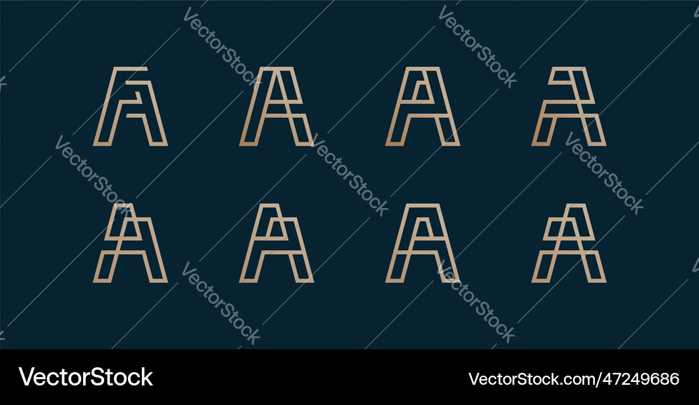 Set of letter logo collection with initial a line Vector Image