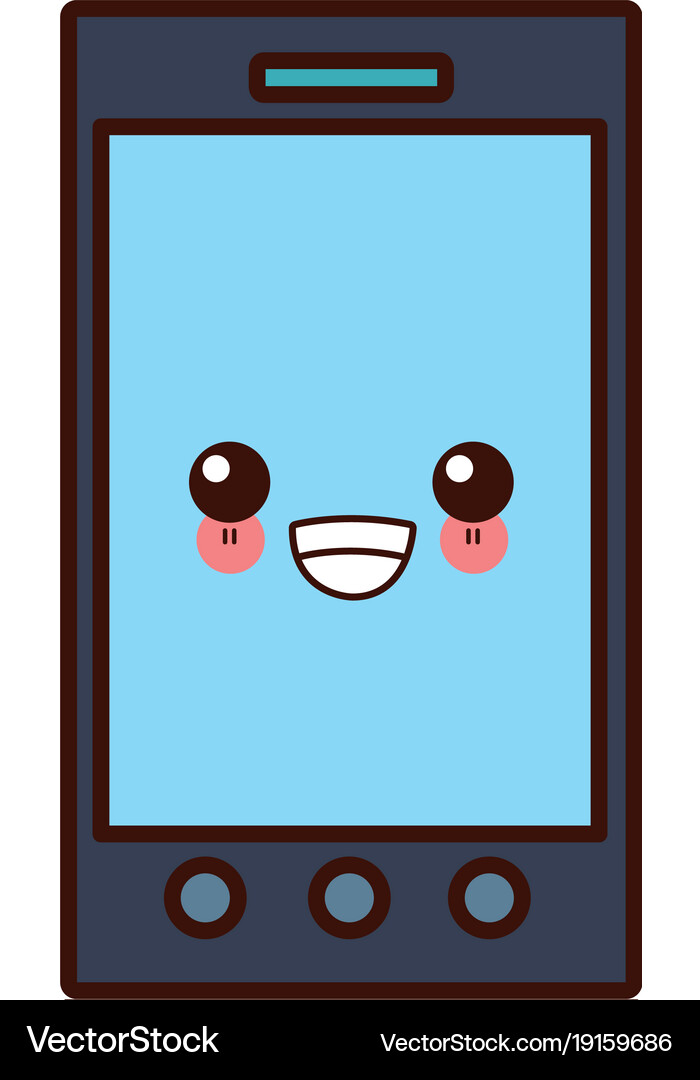 Smartphone mobile technology cute kawaii cartoon Vector Image