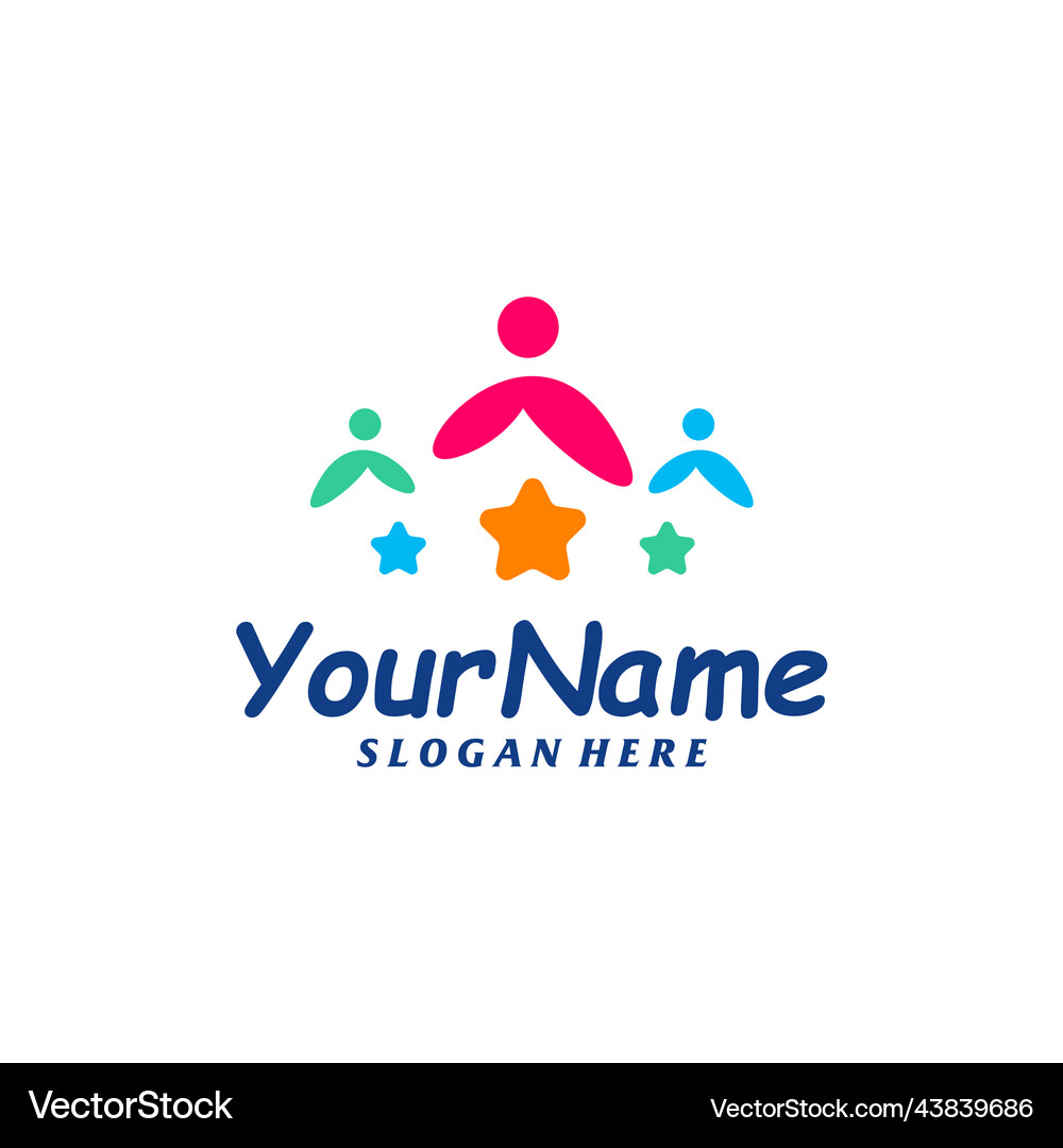 Star kids logo design template child concept Vector Image