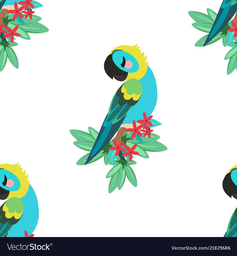 Tropical parrot pattern Royalty Free Vector Image