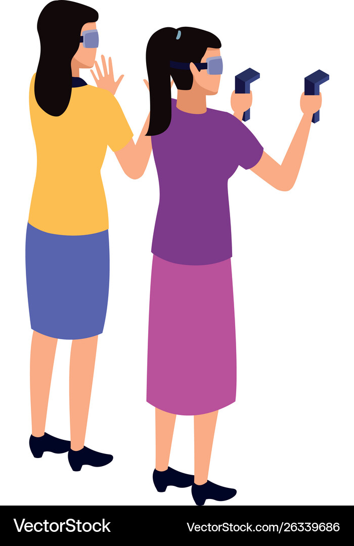 Virtual reality technology experience cartoon Vector Image