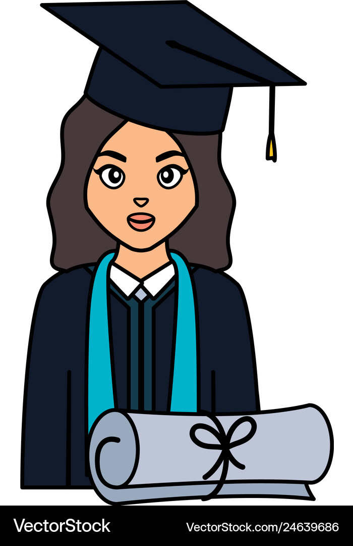 Young student graduated girl with diploma Vector Image