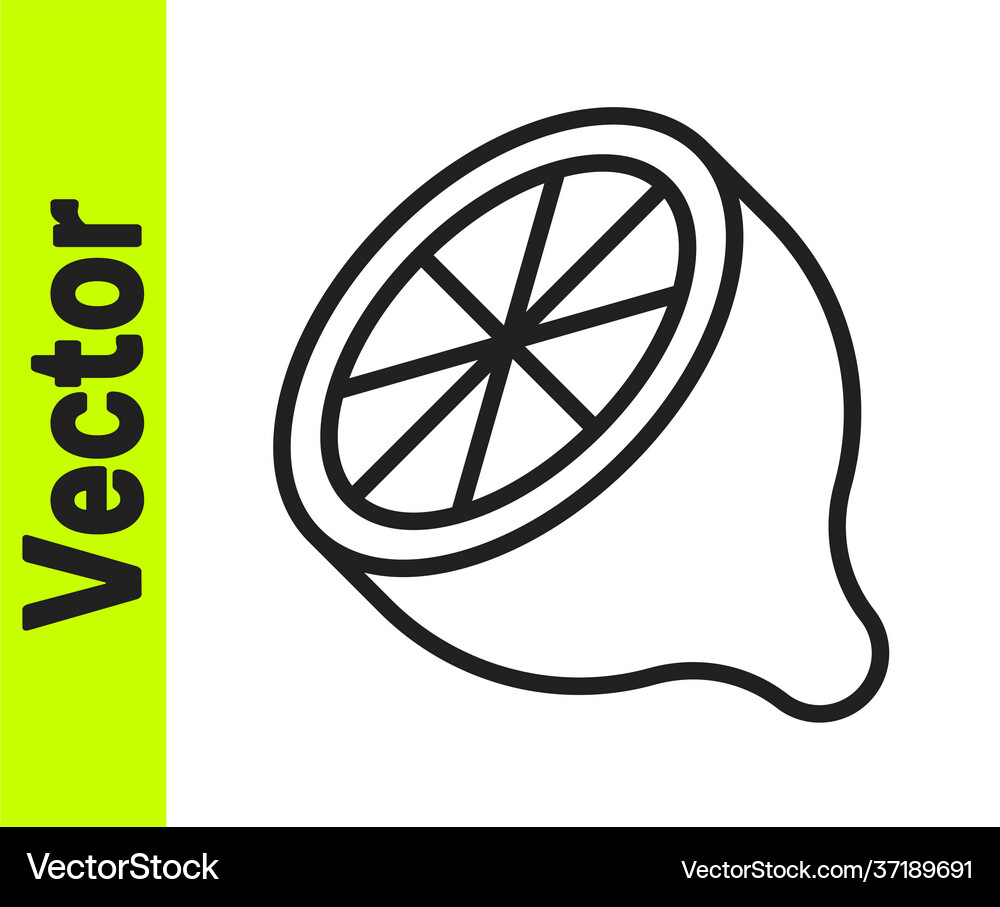 Black line lemon icon isolated on white background