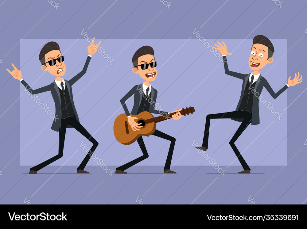 Cartoon flat funny mafia man character set Vector Image