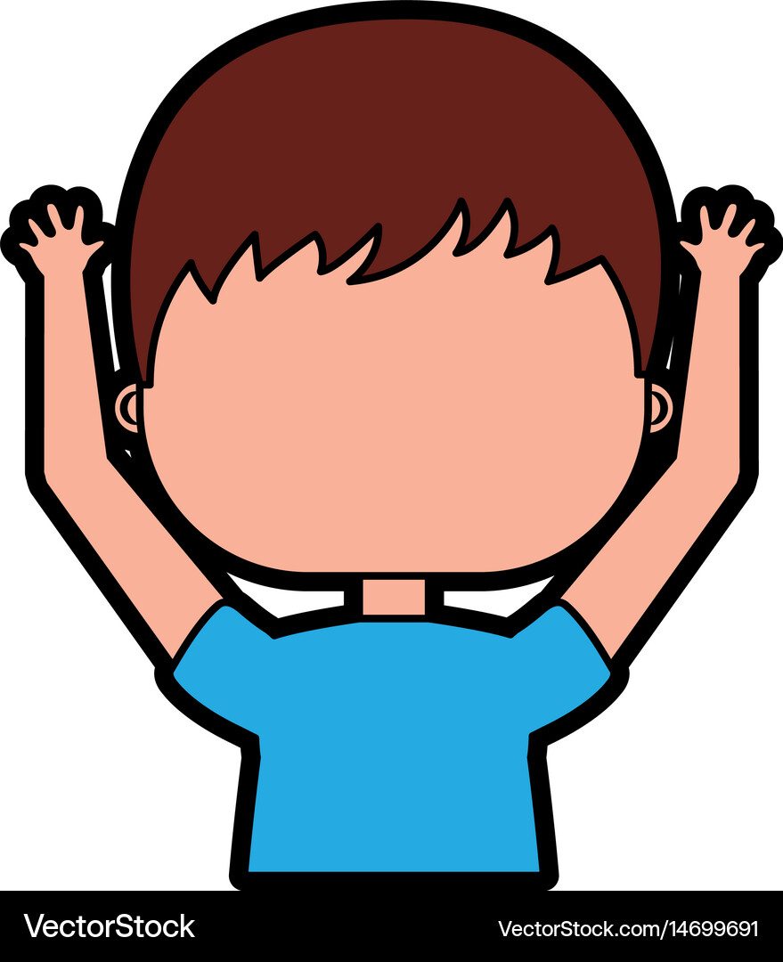Cute little boy with hands up character Royalty Free Vector