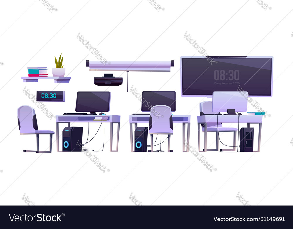 Furniture in office or computer class Royalty Free Vector