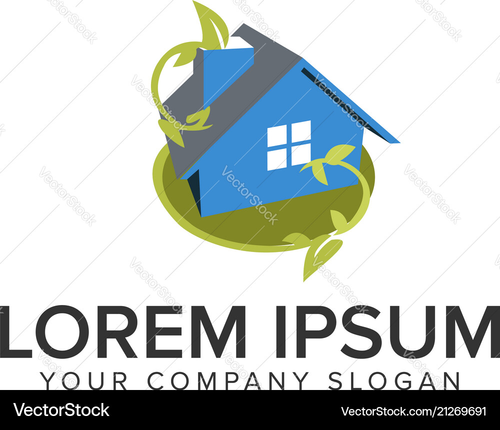 Green 3d house logo design concept template Vector Image