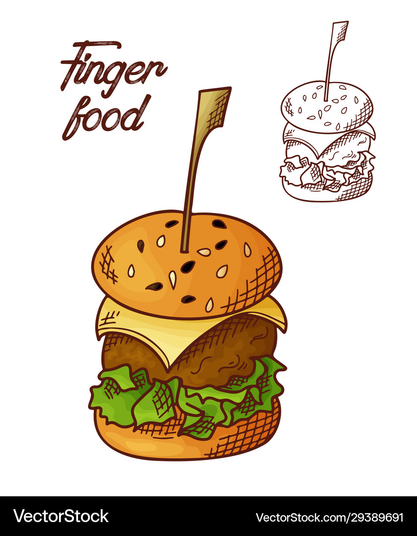 Hand drawn finger food element appetizers served Vector Image