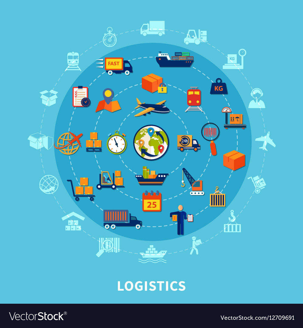 Logistic Round Composition Royalty Free Vector Image