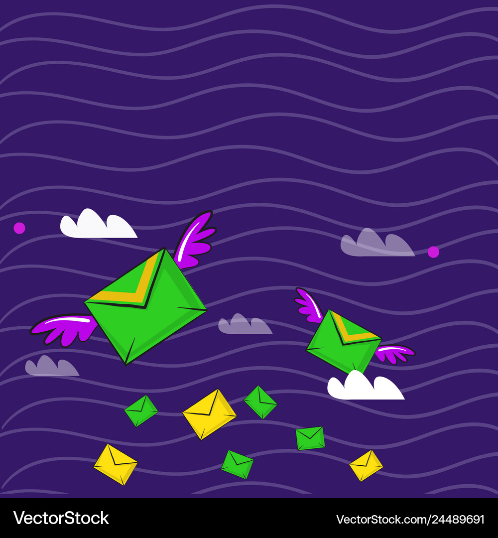 Many colorful airmail flying envelopes and two Vector Image