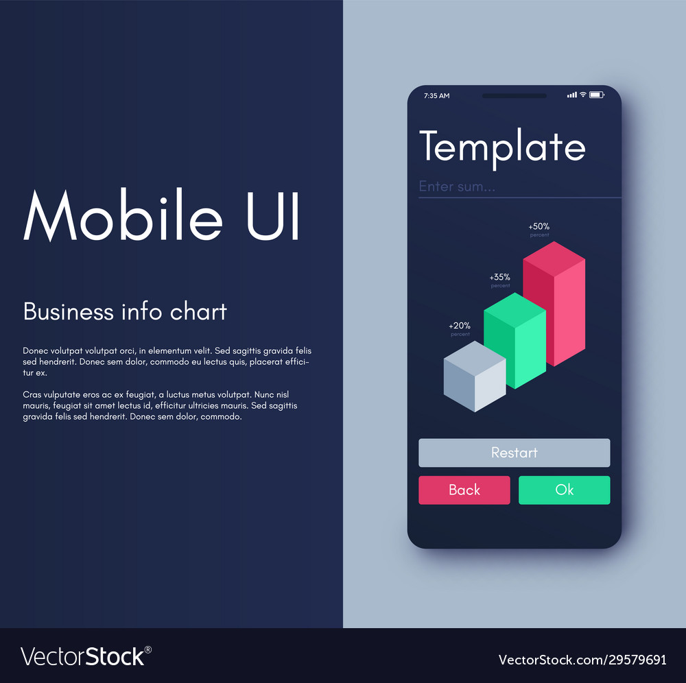 Mobile application interface ui design Royalty Free Vector