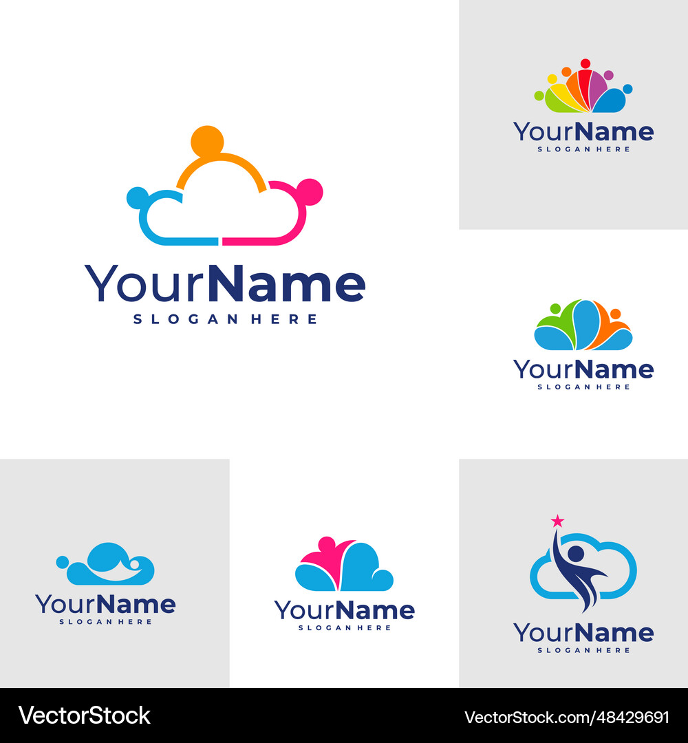 Set of cloud leader logo design template Vector Image