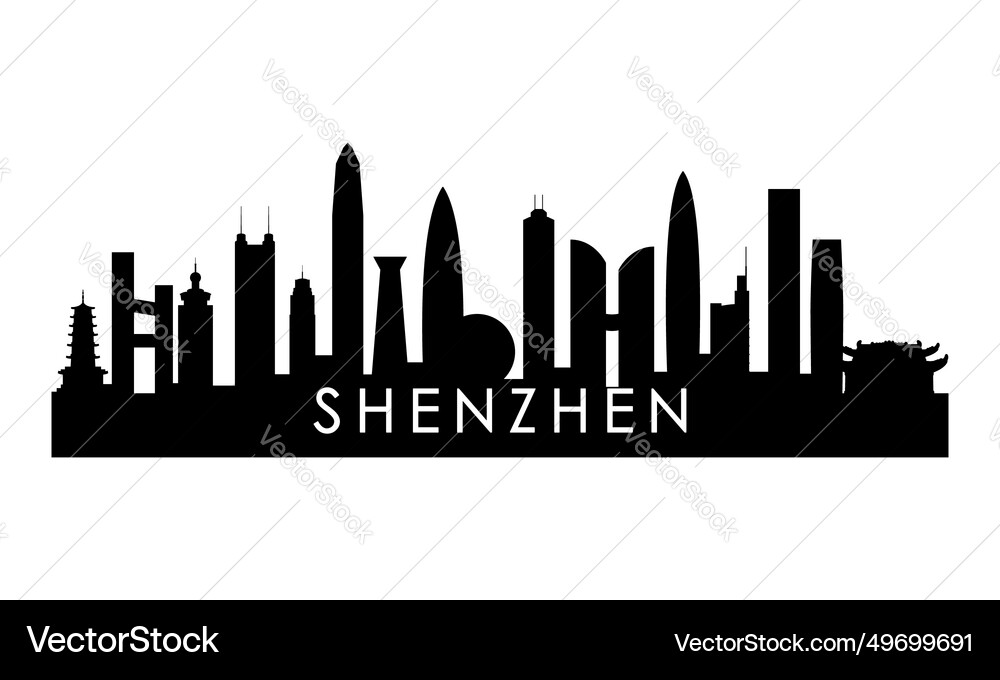 Shenzhen skyline silhouette black city Royalty Free Vector