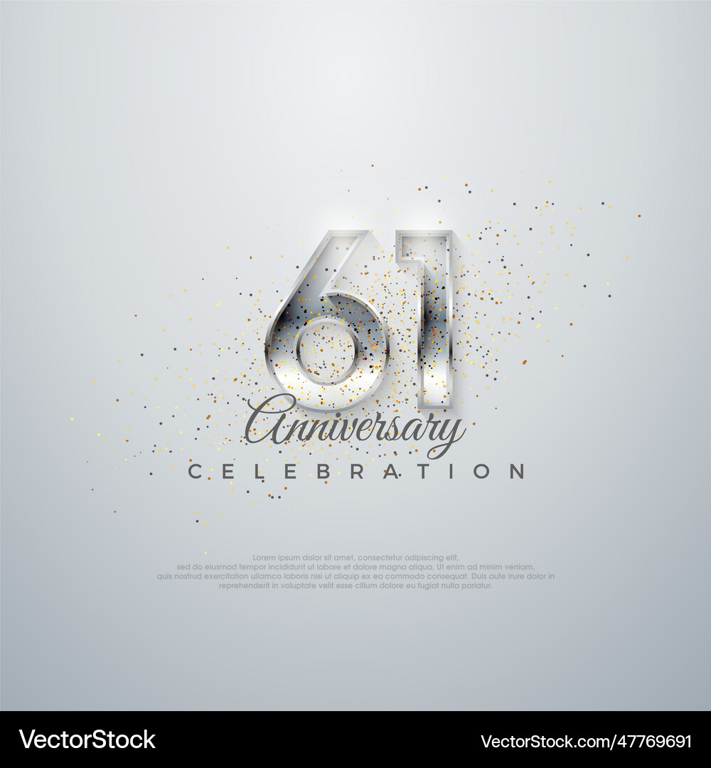 Silver elegant number 61st on a glossy white Vector Image