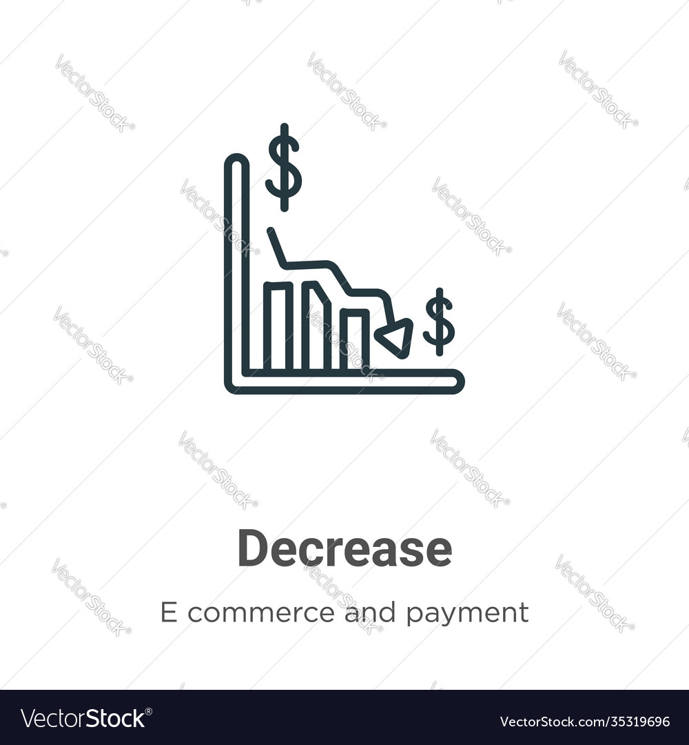 Decrease outline icon thin line black Royalty Free Vector