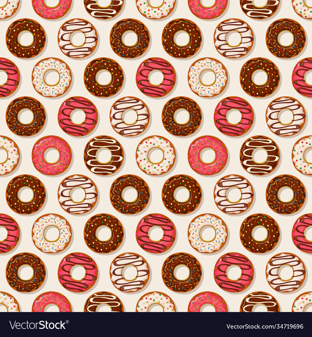 Donuts background seamless pattern Royalty Free Vector Image