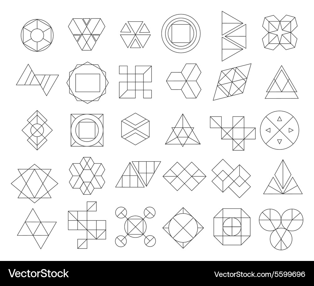 Set of outline hipster logos and design elements Vector Image