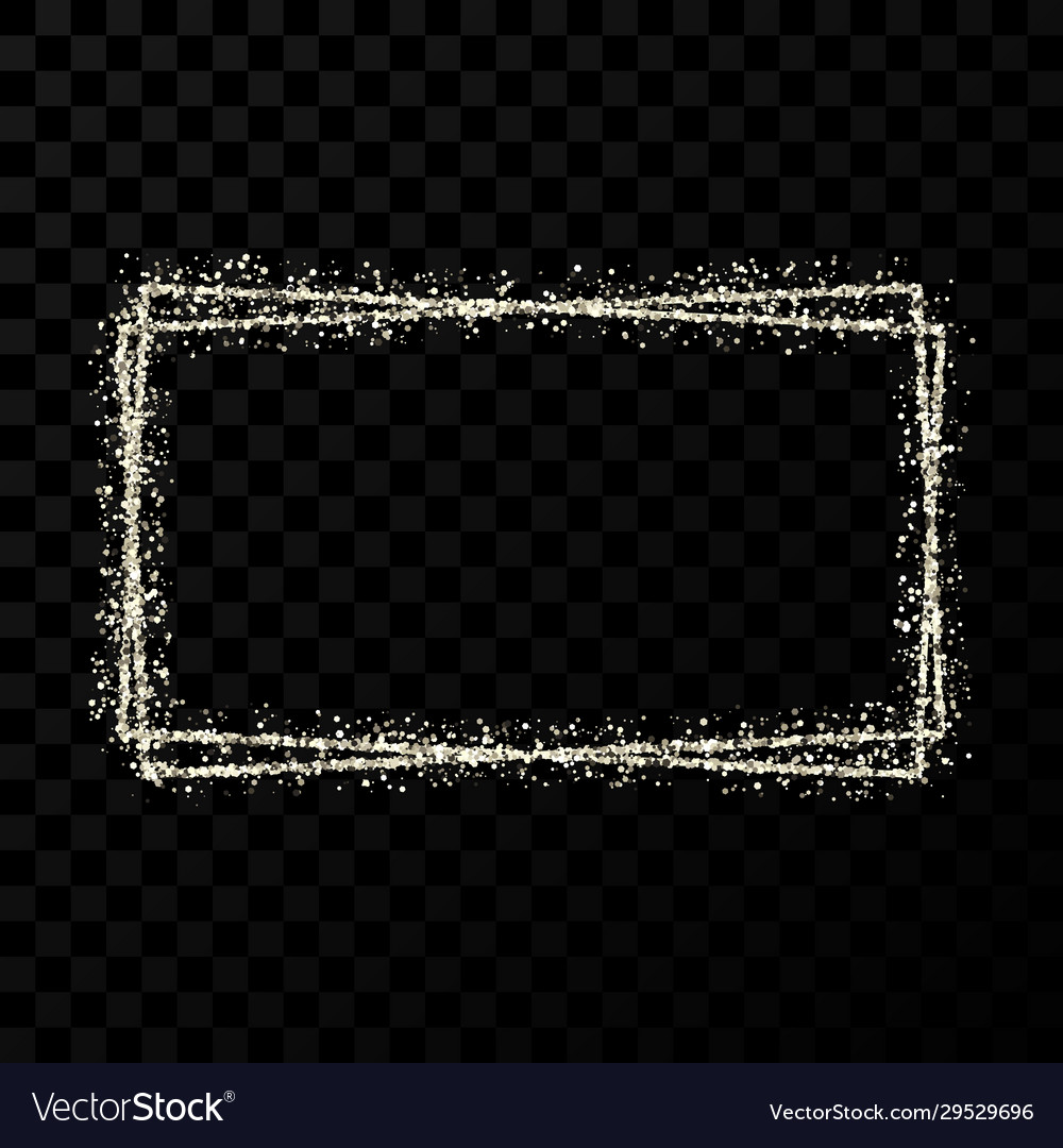 Silver shiny double rectangle frame with effects Vector Image