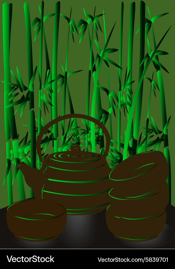 Bamboo and cup of tea Royalty Free Vector Image