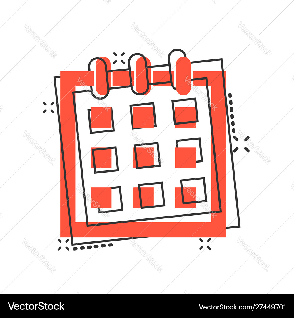 Calendar agenda icon in comic style planner Vector Image