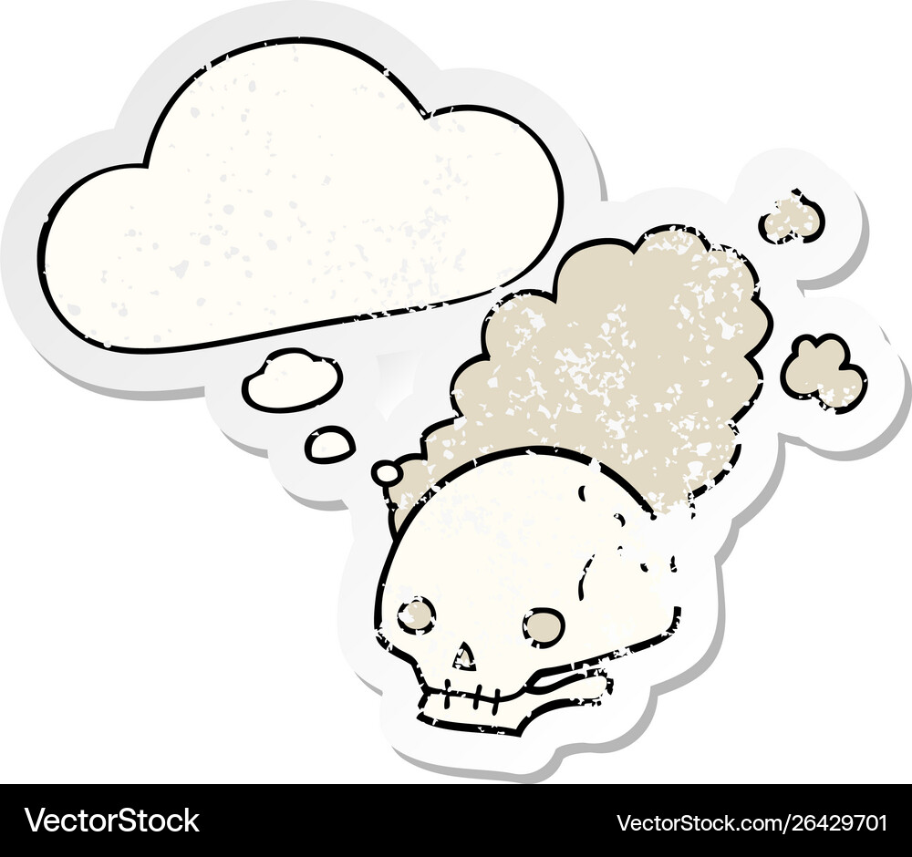 Cartoon dusty old skull and thought bubble Vector Image