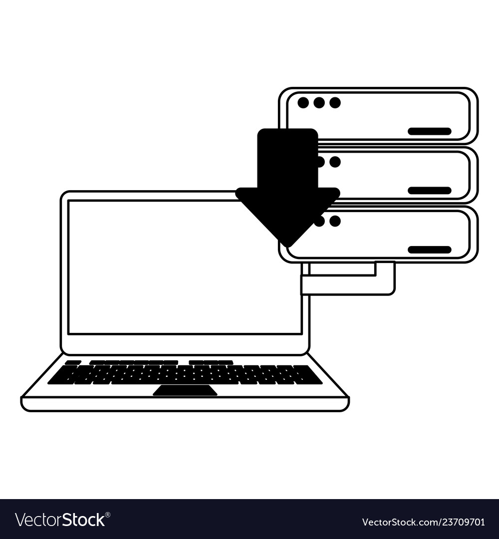 Cloud computing technology black and white Vector Image