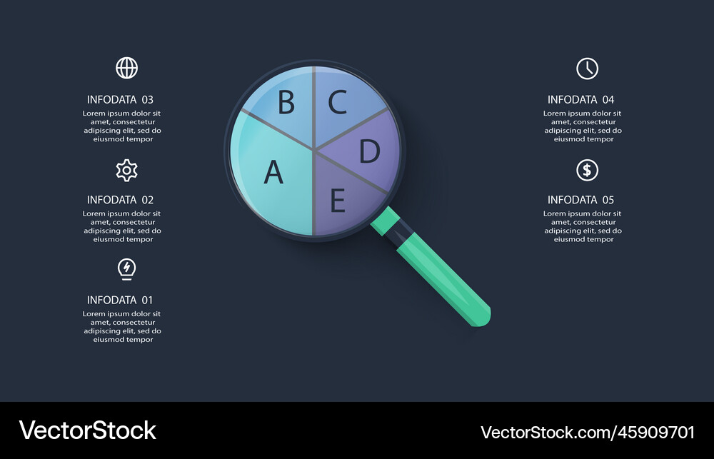 Creative dark infographic with 5 elements Vector Image