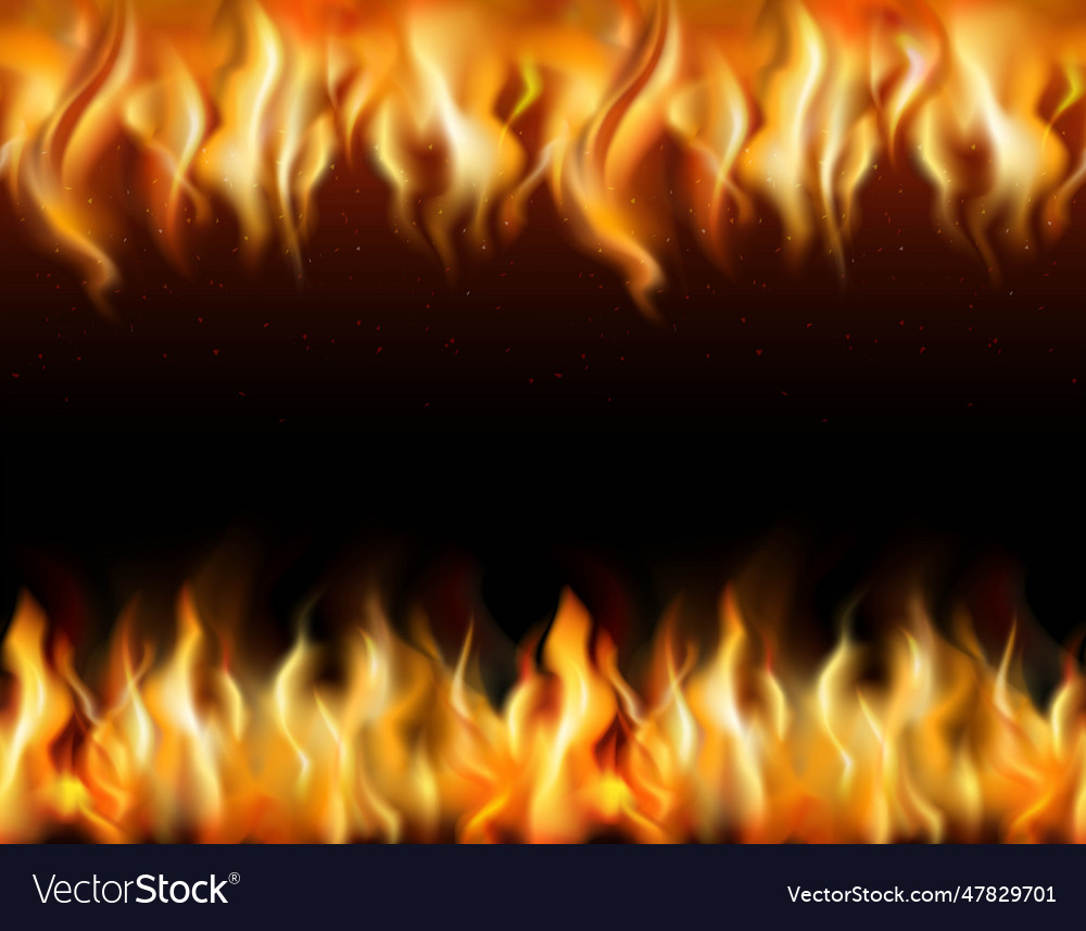 Fire tileable borders set Royalty Free Vector Image