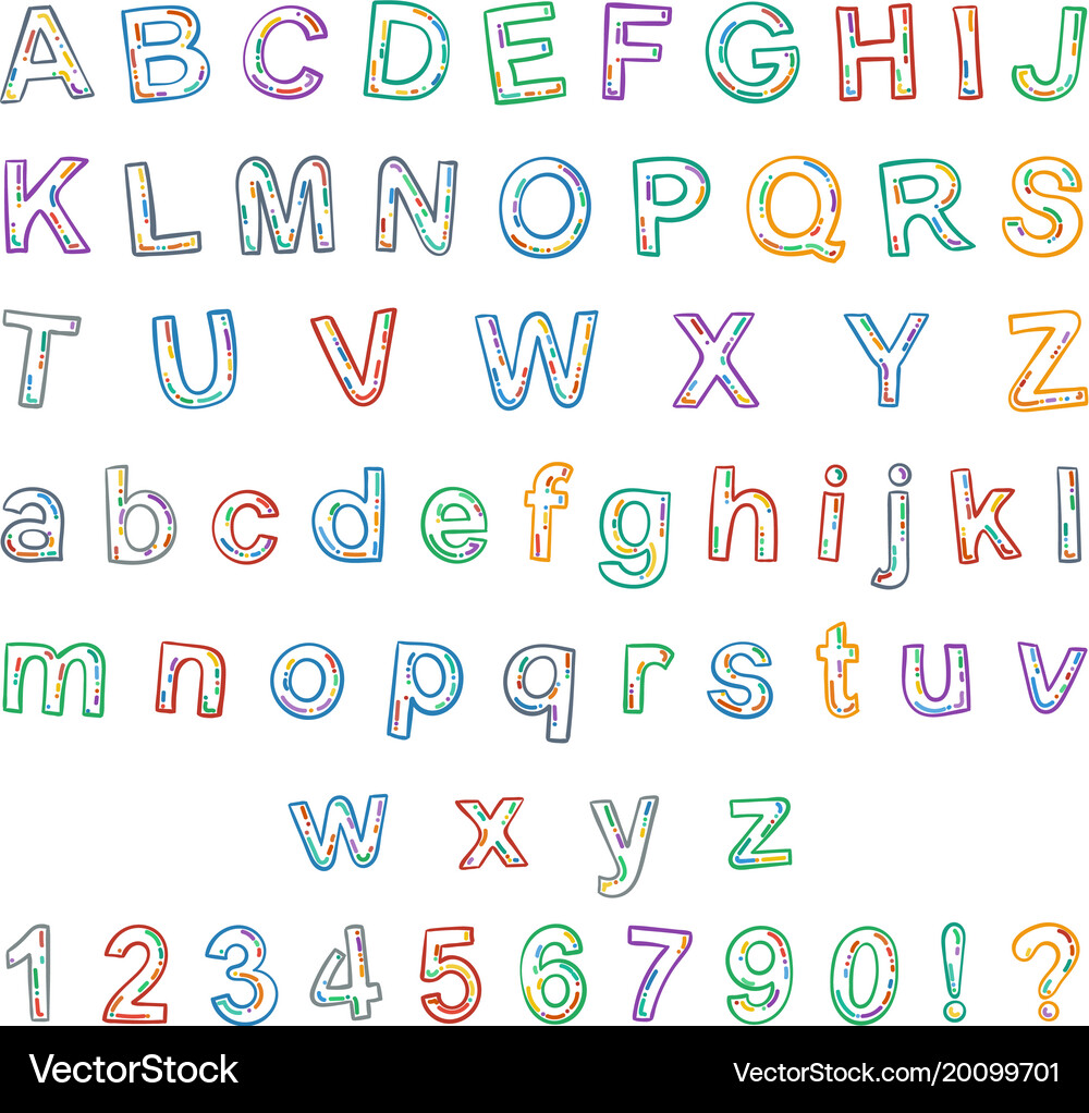 Hand drawn doodle font cartoon alphabet Royalty Free Vector