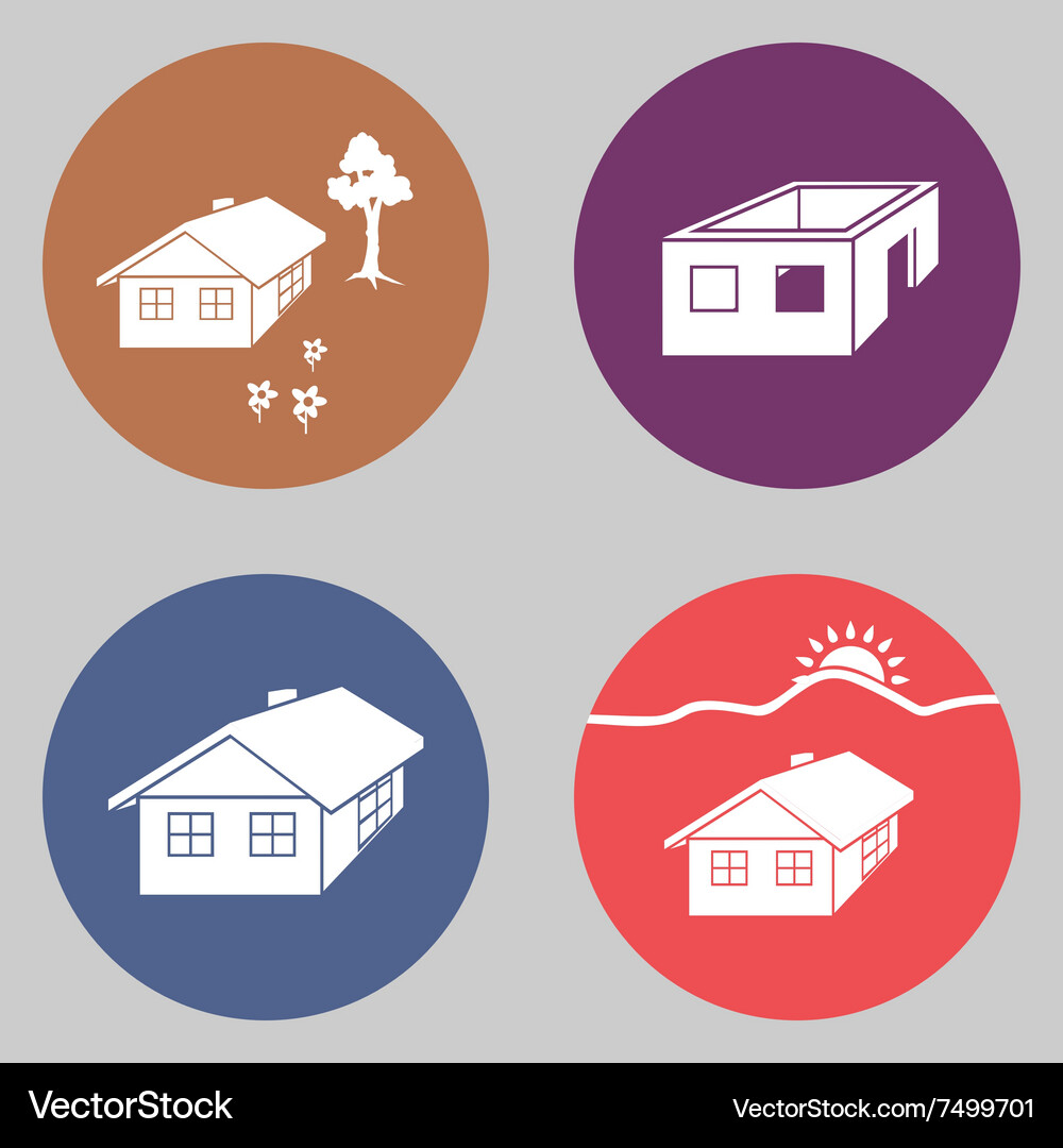 House icon set Finished unfinished building Vector Image