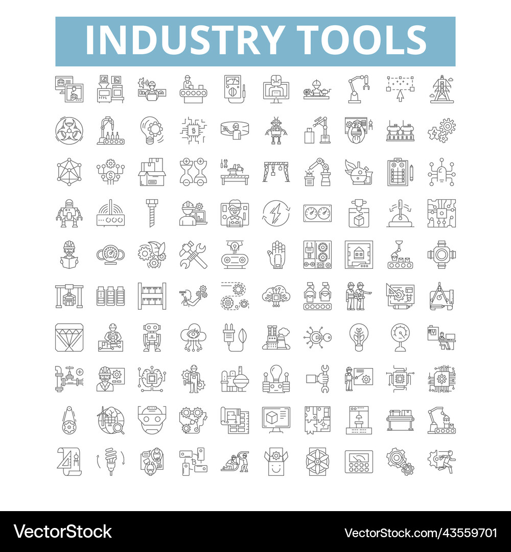 Industry tools icons line symbols web signs Vector Image