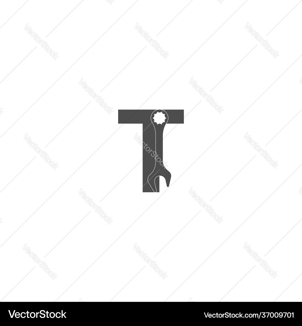 Letter t logo icon with wrench design Royalty Free Vector