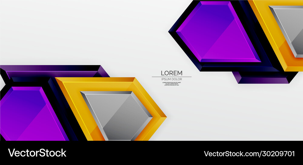 Metal glossy shiny geometric shapes with 3d effect