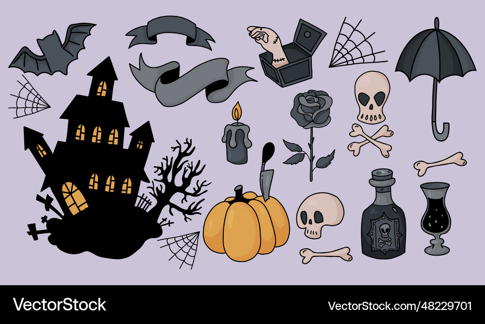 Mystical halloween collection spooky castle Vector Image