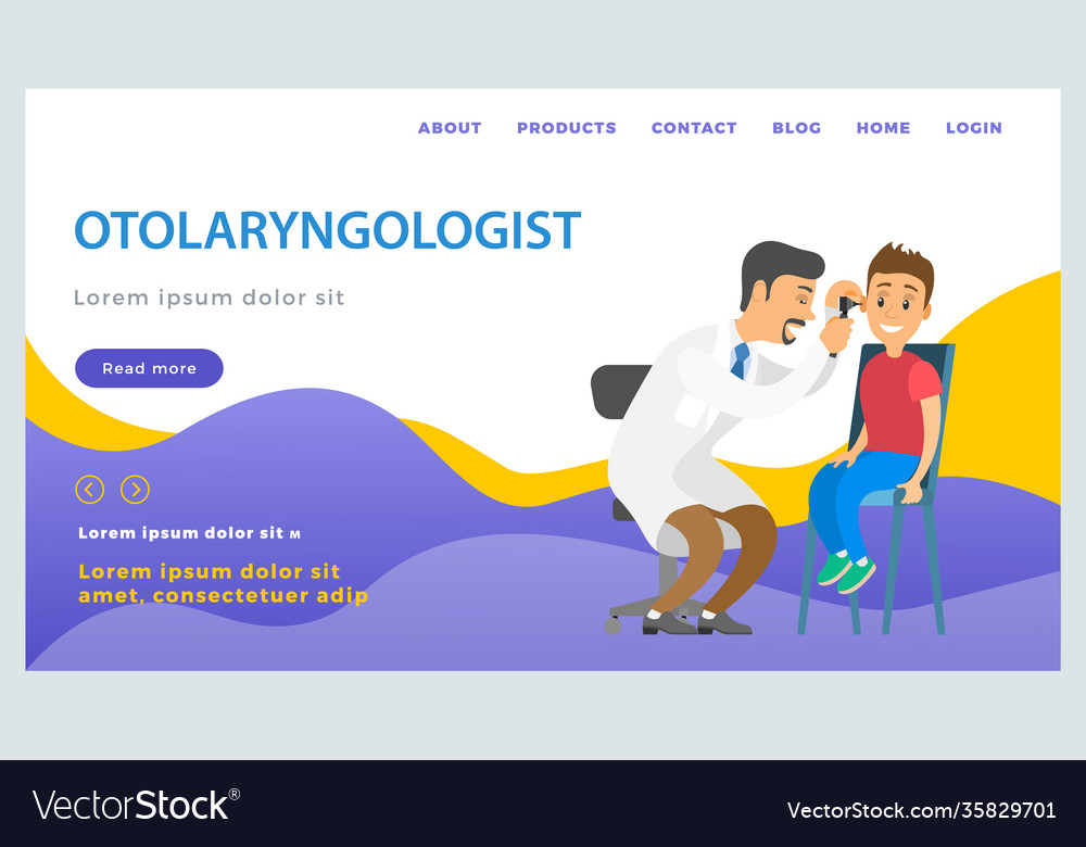 Otolaryngologist looks at child doctor Royalty Free Vector