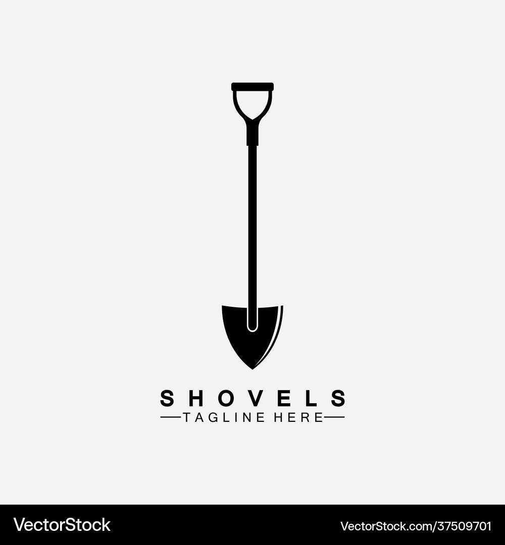 Shovel icon logo designblack icon logo Royalty Free Vector