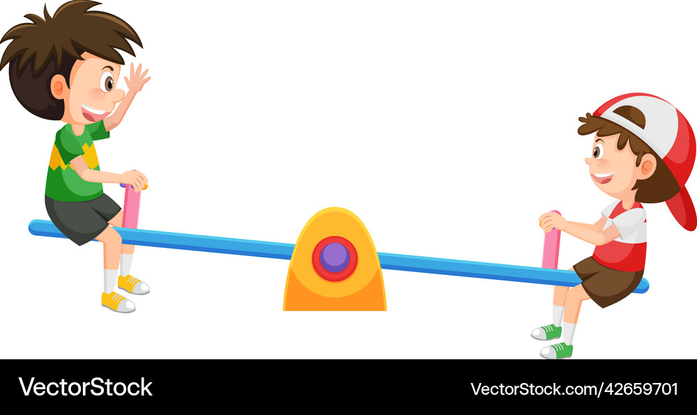Simple children seesaw on white background Vector Image