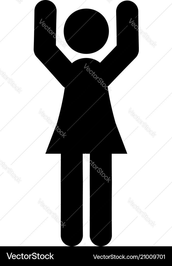 Woman Raising Hands - Alert or Help Icon Vector Image
