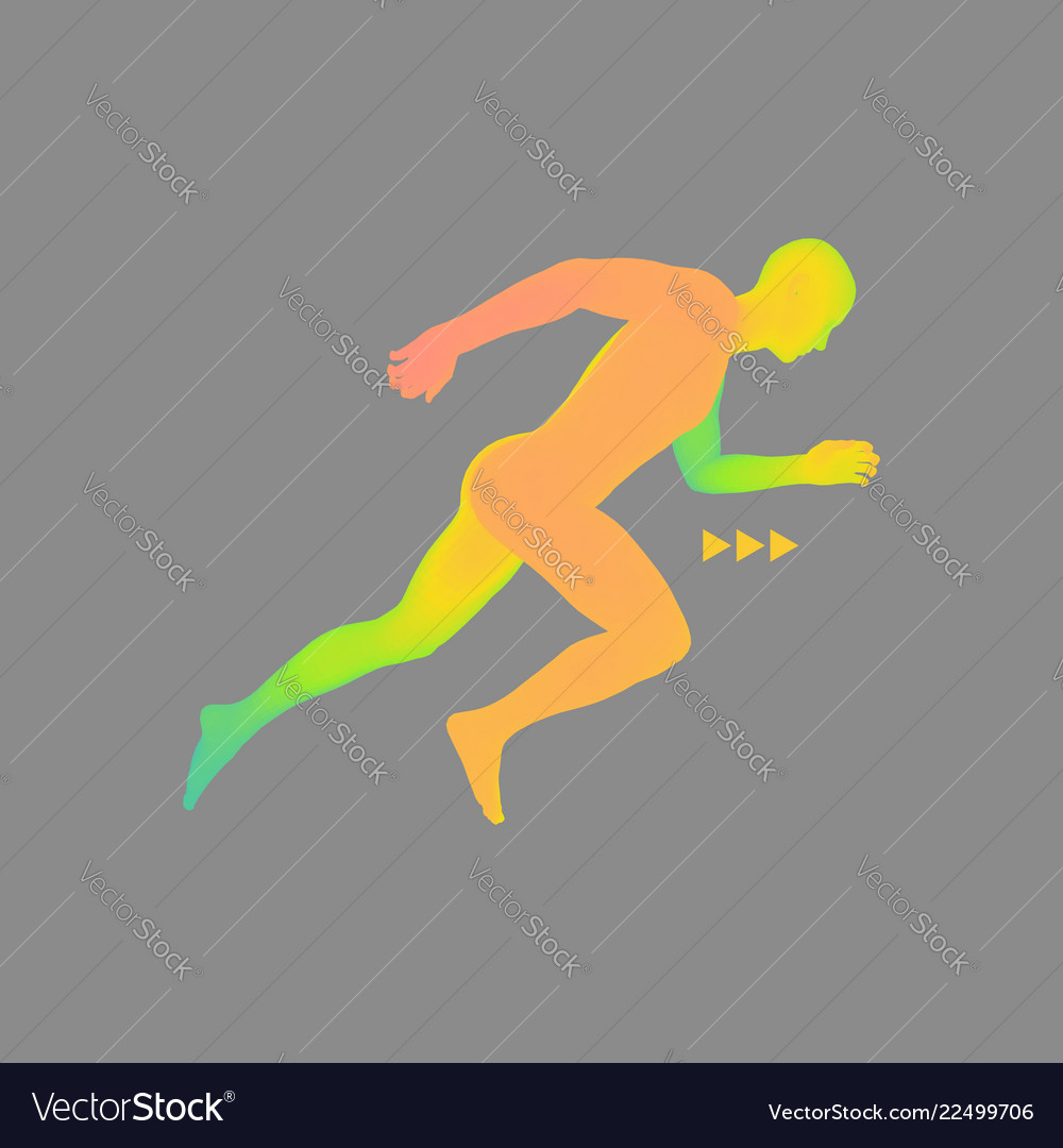 3d running man sport symbol low-poly in motion Vector Image