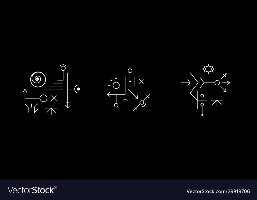 Ancient geometry symbol set with circles lines Vector Image