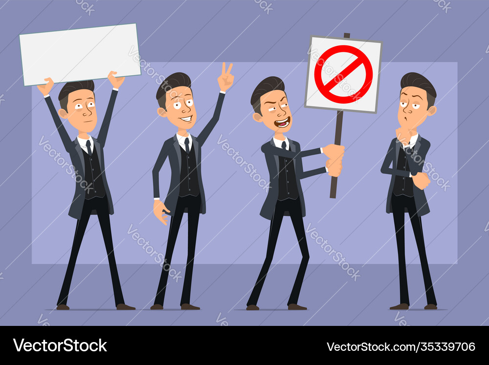 Cartoon flat funny mafia man character set Vector Image