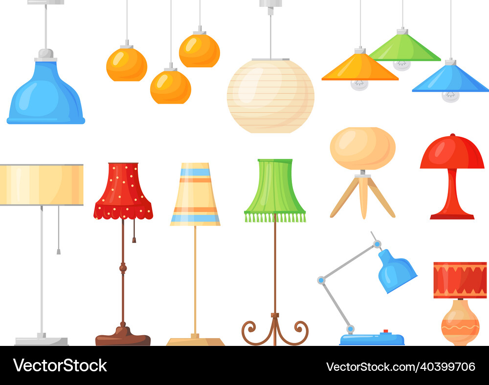 Cartoon Lamps - Home Decor Royalty Free Vector Image