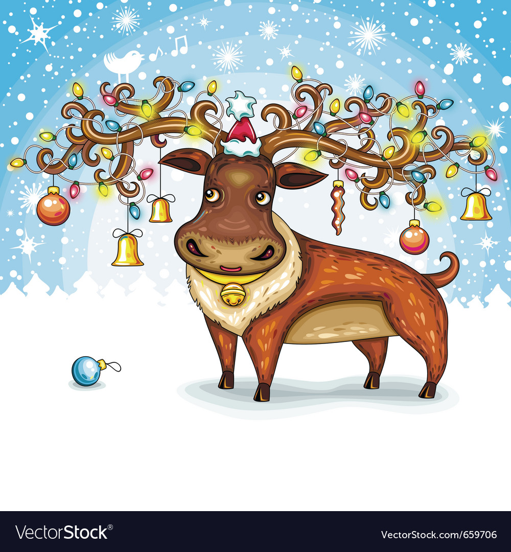 Christmas deer Royalty Free Vector Image - VectorStock