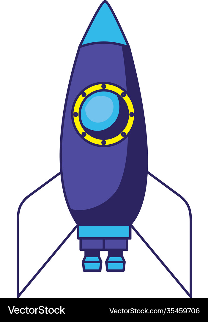 Colored spaceship icon in a white background Vector Image