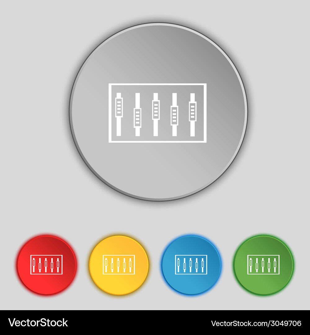 Dj console mix handles and buttons level icons set