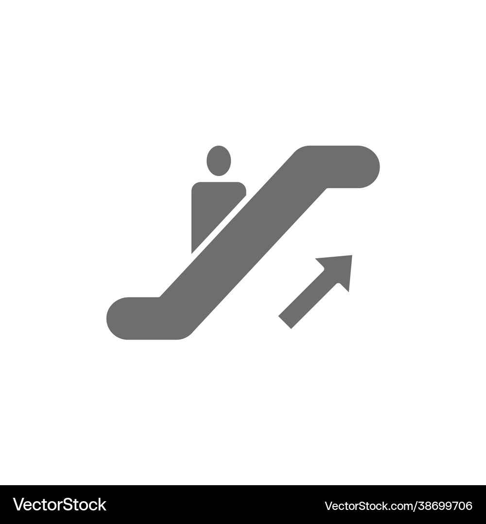 Escalator up sign grey icon isolated on white Vector Image