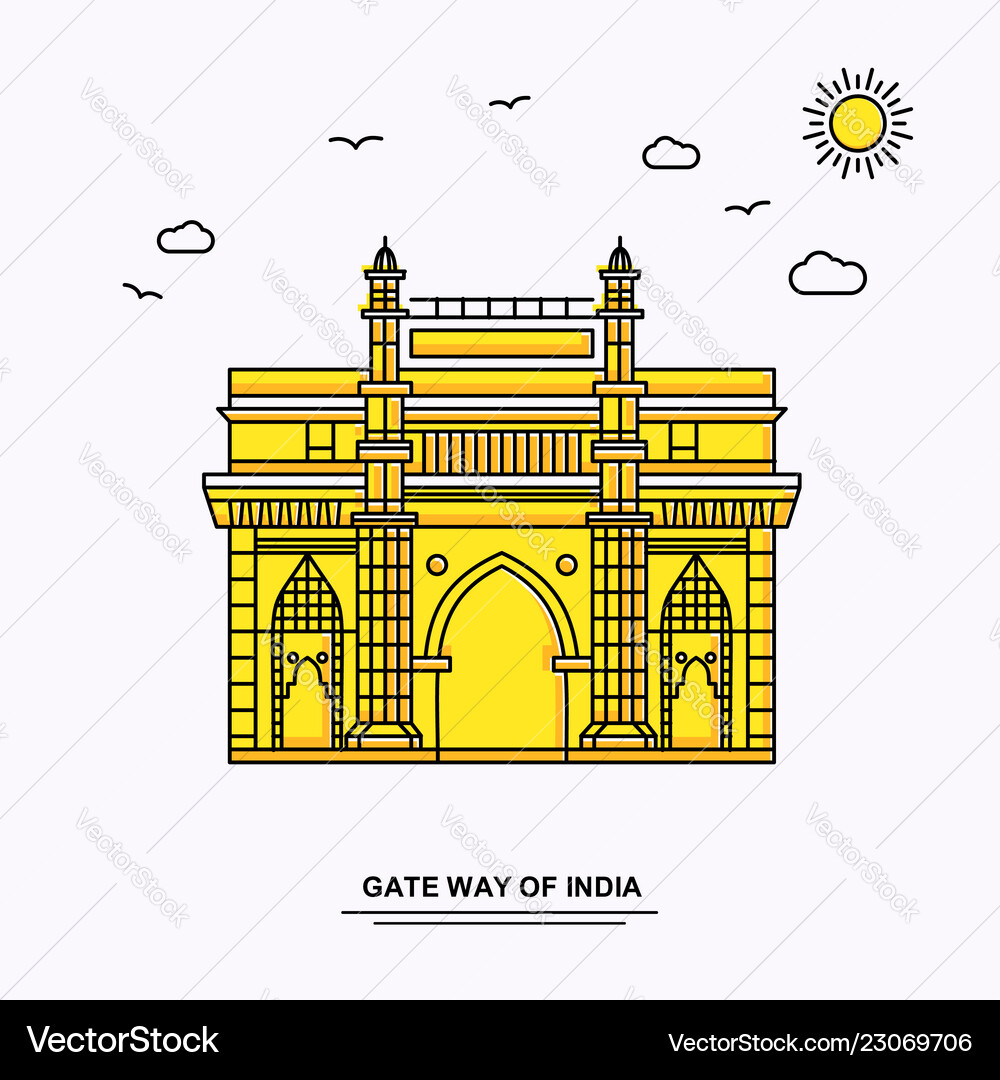 Gate way india monument poster template world Vector Image