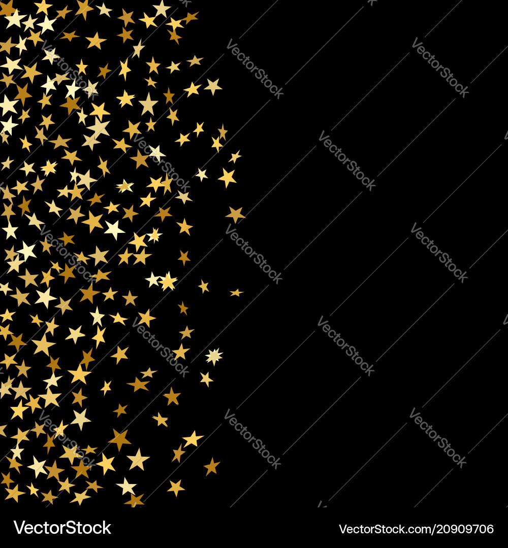 Gold stars falling confetti isolated on black Vector Image