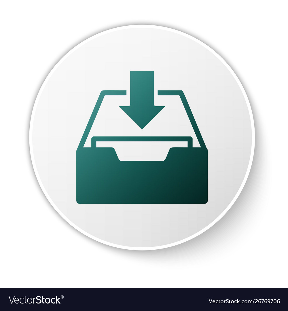 Green download inbox icon isolated on white Vector Image Green download inbox icon isolated on white Vector Image