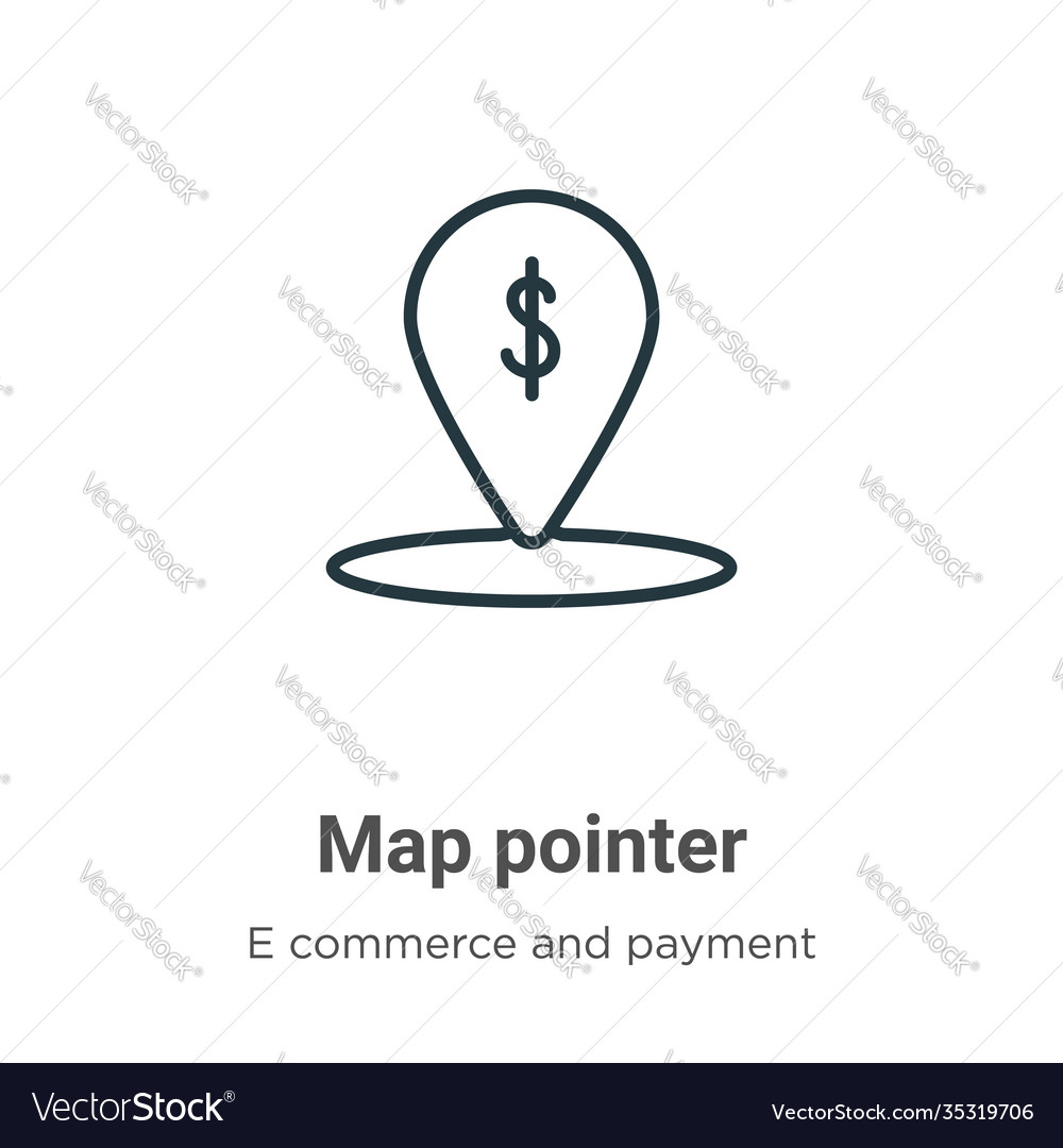 Map pointer outline icon thin line black Vector Image Map pointer outline icon thin line black Vector Image